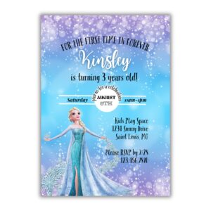 frozen inspired birthday party invitation, personalized, 5 inches by 7 inches, envelopes included with printed option, printed or digital diy party supplies invitation cards