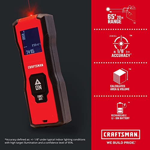 CRAFTSMAN Distance Meter/Laser Measure Tool, 65-Foot Range (CMHT77638)