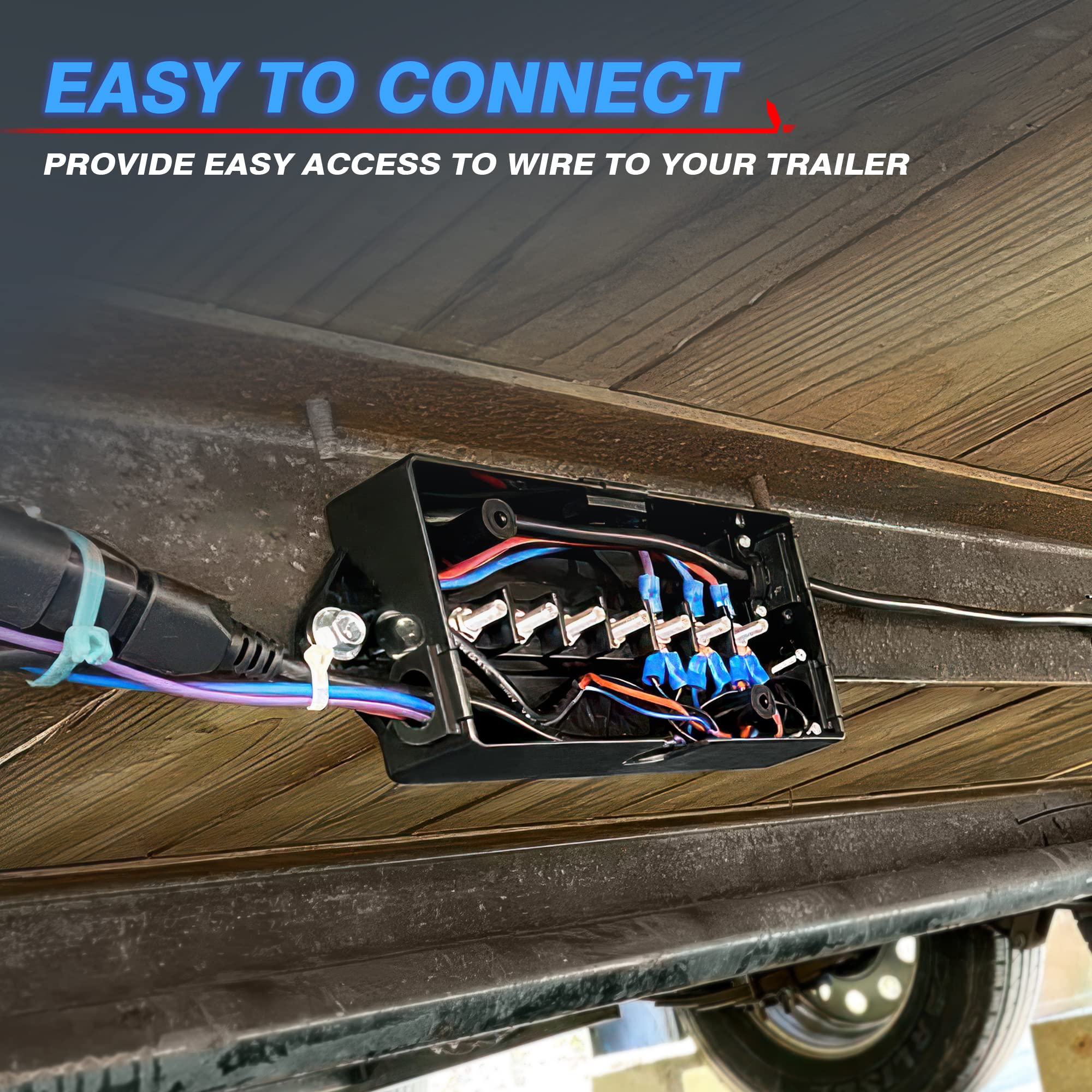 MICTUNING 7 Way Electrical Trailer Junction Box - 7 Gang Trailer Wire Connection Box Weatherproof for Rewiring Camper RV Caravans Boat Light 7 Way Trailer Wire Connectors