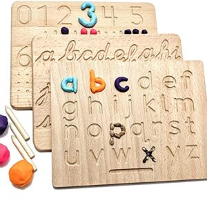 montessori pre writing | numbers | print | cursive | alphabet tracing board with wooden pen