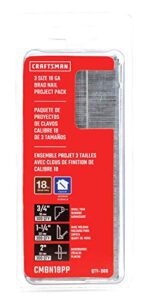 craftsman brad nails, 18ga project pack (cmbn18pp)