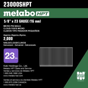 Metabo HPT Micro Pin Nails | 5/8 Inch x 23 Gauge | Electro-Galvanized | 2000 Count | 23000SHPT