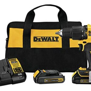 DEWALT ATOMIC 20V MAX* Hammer Drill, Cordless, Compact, 1/2-Inch, 2 Batteries (DCD709C2)