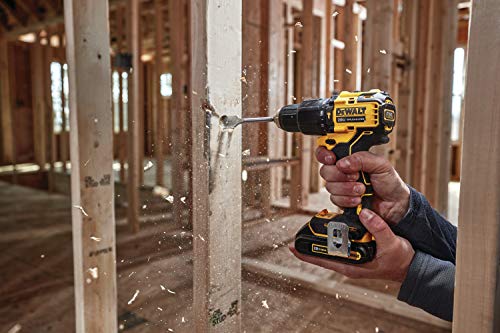 DEWALT ATOMIC 20V MAX* Hammer Drill, Cordless, Compact, 1/2-Inch, 2 Batteries (DCD709C2)