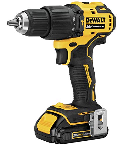 DEWALT ATOMIC 20V MAX* Hammer Drill, Cordless, Compact, 1/2-Inch, 2 Batteries (DCD709C2)