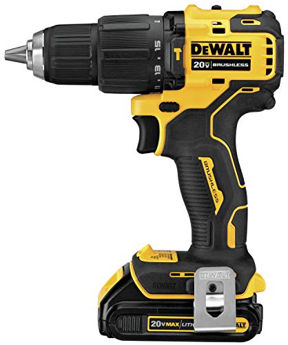 DEWALT ATOMIC 20V MAX* Hammer Drill, Cordless, Compact, 1/2-Inch, 2 Batteries (DCD709C2)