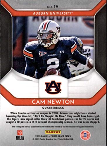 2019 Prizm Draft Picks Football #19 Cam Newton Auburn Tigers Official NCAA Trading Card From Panini