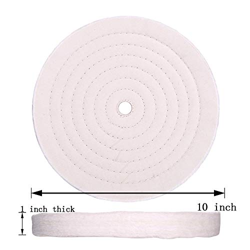 Extra Thick 10 inch Fine Cotton Buffing Polishing Wheel （70 Ply） for Bench Grinder with 3/4'' Arbor Hole,1 Pack