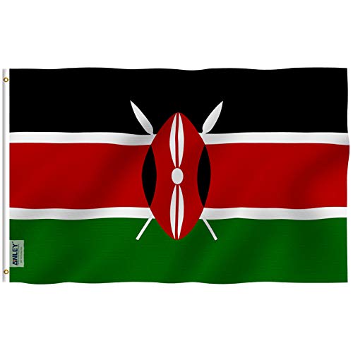 ANLEY Fly Breeze 3x5 Feet Kenya Flag - Vivid Color and Fade Proof - Canvas Header and Double Stitched - Republic of Kenya Flags Polyester with Brass Grommets 3 X 5 Ft