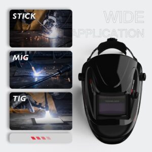 YESWELDER True Color Solar Powered Auto Darkening Welding Helmet, Wide Shade 4/9-13 for TIG MIG ARC Weld Hood Helmet