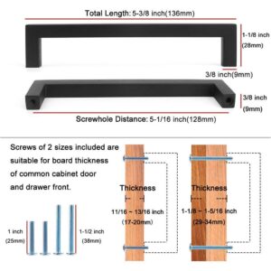 KOOFIZO Solid Square Bar Cabinet Handle - Oil Rubbed Bronze Furniture Pull, 5 Inch/128mm Screwhole Distance, 10-Pack for Kitchen Cupboard Door, Bedroom Dresser Drawer, Bathroom Wardrobe Hardware