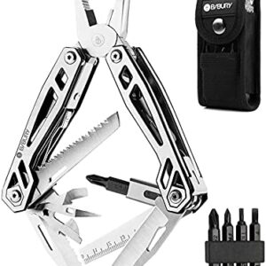 BIBURY Multitool Pliers, Multi-Purpose Pocket Knife Pliers Kit, 420 Durable Stainless Steel Multi-Plier Multi-tool for Survival, Camping, Hunting, Fishing, Hiking, Gifts for Dad Men Him