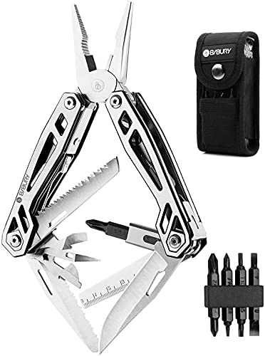 BIBURY Multitool Pliers, Multi-Purpose Pocket Knife Pliers Kit, 420 Durable Stainless Steel Multi-Plier Multi-tool for Survival, Camping, Hunting, Fishing, Hiking, Gifts for Dad Men Him