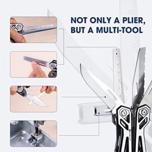 BIBURY Multitool Pliers, Multi-Purpose Pocket Knife Pliers Kit, 420 Durable Stainless Steel Multi-Plier Multi-tool for Survival, Camping, Hunting, Fishing, Hiking, Gifts for Dad Men Him