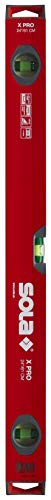 SOLA LSX482410 X PRO Aluminum Box Profile Spirit Level Set with 60% Magnified Vials, 10, 24 & 48-Inch , Red