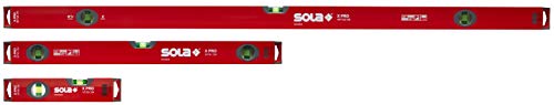 SOLA LSX482410 X PRO Aluminum Box Profile Spirit Level Set with 60% Magnified Vials, 10, 24 & 48-Inch , Red