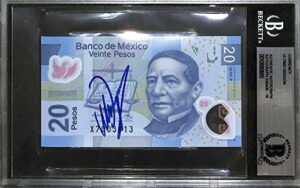 ultimo dragon signed $20 mexican pesos bill bas coa wwe gem mint 10 autograph - autographed wrestling miscellaneous items