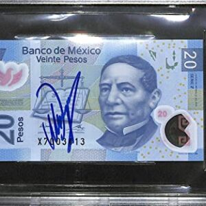 Ultimo Dragon Signed $20 Mexican Pesos Bill BAS COA WWE Gem Mint 10 Autograph - Autographed Wrestling Miscellaneous Items