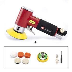 Updated 2inch 3inch Mini Air Sander Mini Orbital Air Sander Air Dual Action Sander Air Polisher Kit for Auto Body Work (Red 2''3''air sander)