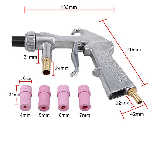 AMTOVL Sand Blasting Guns Sandblaster + 4Pcs Ceramic Nozzles + Extra Iron Nozzle Tip Set