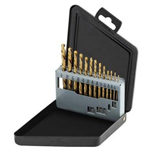 comoware left hand drill bit set, 13 piece | m2 hss with titanium nitride coating | sae (1/16" - 1/4")