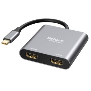 selore&s-global usb c to dual hdmi adapter 4k @60hz, type c to hdmi converter for macbook pro air 2020/2019/2018,lenovoyoga 920/thinkpad t480,dell xps 13/15/17,etc