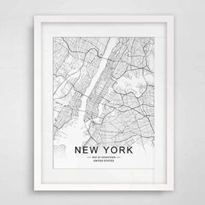 New York Map Wall Art New York Street Map Print New York Map Decor City Road Art Black and White City Map Office Wall Hanging 11x14inch Unframed