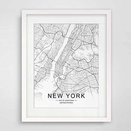 New York Map Wall Art New York Street Map Print New York Map Decor City Road Art Black and White City Map Office Wall Hanging 11x14inch Unframed