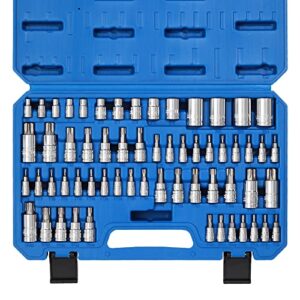 casoman master torx bit socket and external torx socket set, 60-piece set, s2 and cr-v steel，e4-e24, t6-t70,tt6-tt70,tp8-tp60