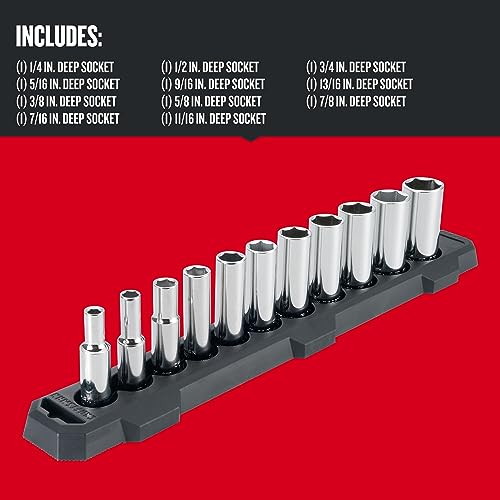 CRAFTSMAN Socket Set, SAE, 3/8" Drive, 6 Pt., 11Piece (CMMT12044)