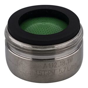 neoperl 5401605 perlator 1.5 gpm 15/16 in. - 27 regular male faucet aerator, brushed nickel green/brushed nickel