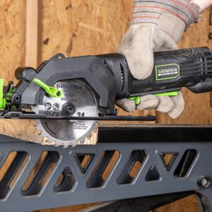 Genesis GCS445SE 4.0 Amp 4-1/2" Compact Circular Saw with 24T Carbide-Tipped Blade, Rip Guide, Vacuum Adapter, and Blade Wrench