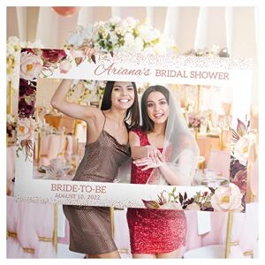 rose gold bridal shower photo booth frame - custom bridal shower frame photo booth - personalized bridal shower photo booth sign