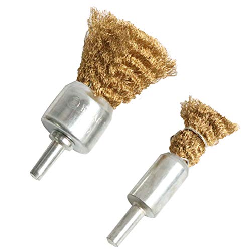 FPPO Brass Wire Wheel Brush Kit for Drill,Crimped Cup Brush with 1/4-Inch Shank,0.13mm True Brass Wire,Soft Enough to Cleaning or Deburring with Less Scrach