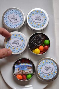 ramadan candy boxes set of 10, ramadan goodie bags, ramadan kids favors, ramadan treats gifts for kids, ramadan party supply, eid candy tins