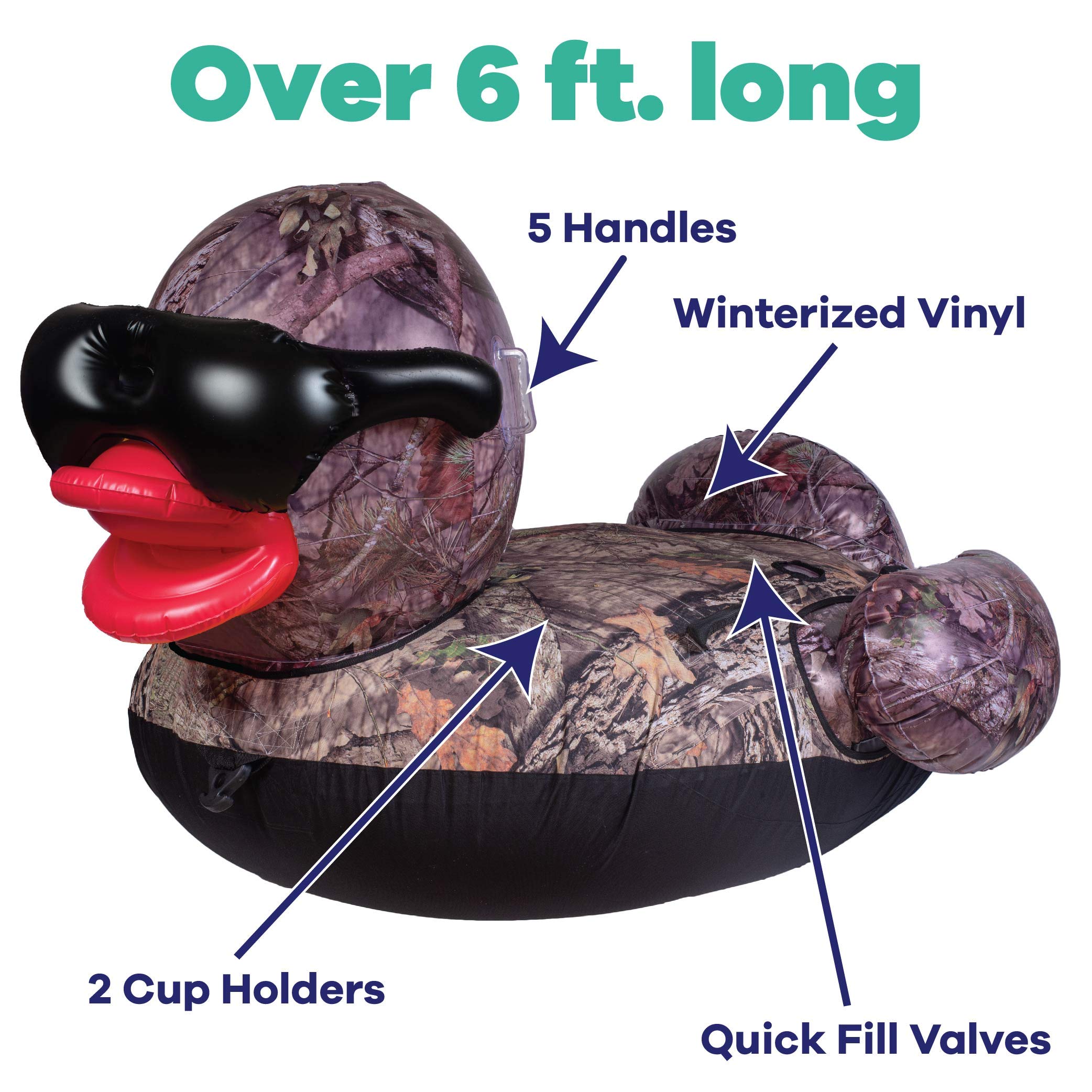 GAME 56794-BB Towable Tuff Duck, 6 Feet Wide, Holds Up to 400 Pounds Premium Inflatable, Giant, Mossy Oak