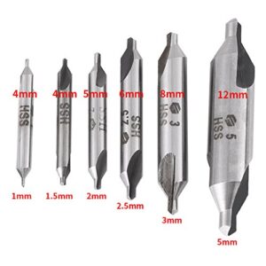 Lathe Mill Center Drill Set/6Pcs 60 Degree HSS Centering Drill Bits Countersink Tool, 1/1.5/2/2.5/3/5mm