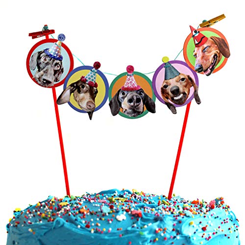 Dachshunds Cake Garland, photographic dog birthday party decoration