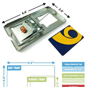 Pack of 6 made2catch Classic Metal Rat Traps Fully Galvanized - Rat Traps That Work - Strong and Humane Snap Rat Trap - Reusable Rat Trap - 6 Traps