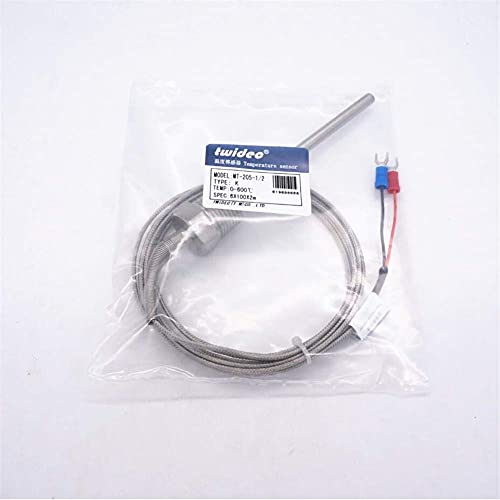 Twidec/2M NPT 1/2"inch (6X100MM) Pipe Thread Temperature Sensor Probe Two Wire Temperature Controller (0~600℃) 304 Stainless Steel K Type Thermocouple MT-205-1/2