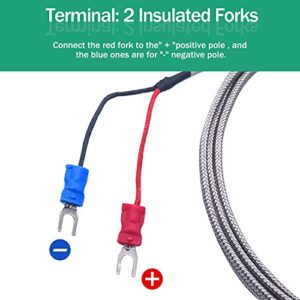 Twidec/2M NPT 1/2"inch (6X100MM) Pipe Thread Temperature Sensor Probe Two Wire Temperature Controller (0~600℃) 304 Stainless Steel K Type Thermocouple MT-205-1/2