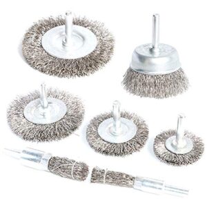 fppo 7pcs stainless steel wire wheel brush, coarse crimped cup brush and end brush kit