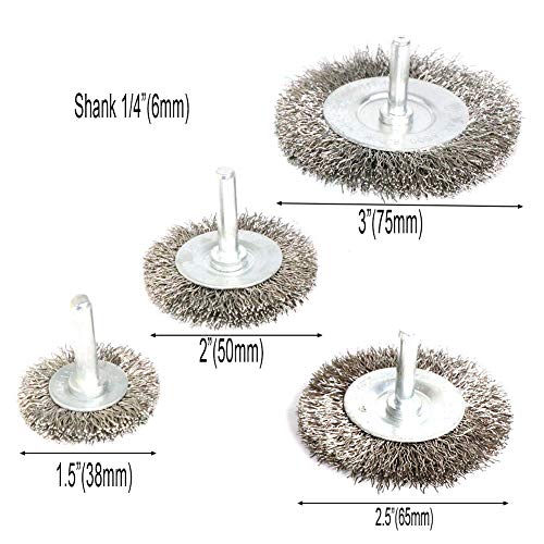 FPPO 7PCS Stainless Steel Wire Wheel Brush, Coarse Crimped Cup Brush and End Brush Kit