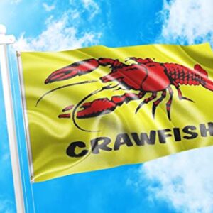 DMSE Restaurant Crawfish for Sale Craw Fish Yellow Red Flag 3X5 Ft Foot 100% Polyester 100D Flag UV Resistant (3'X5' Ft Foot) (3'X5' Ft Foot)