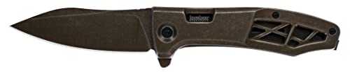 Kershaw Boilermaker Pocketknife; 3.3-inch 8Cr13MoV Stainless Steel Blade, SpeedSafe® Assisted Open, Brown PVD Coating with Stonewashed Finish, Frame Lock, Every Day Carry (3475), Black