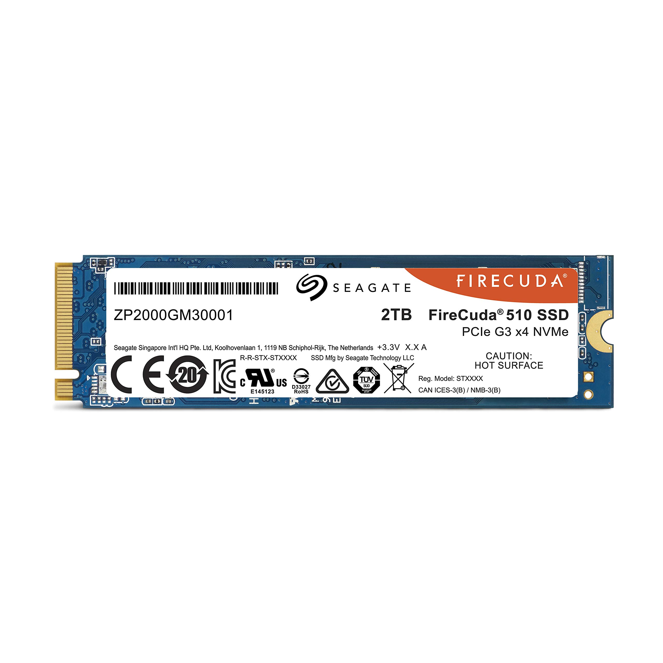 Seagate FireCuda 510 2TB Performance Internal Solid State Drive SSD PCIe Gen3 x4 NVMe 1.3 for Gaming PC Gaming Laptop Desktop (ZP2000GM30021)