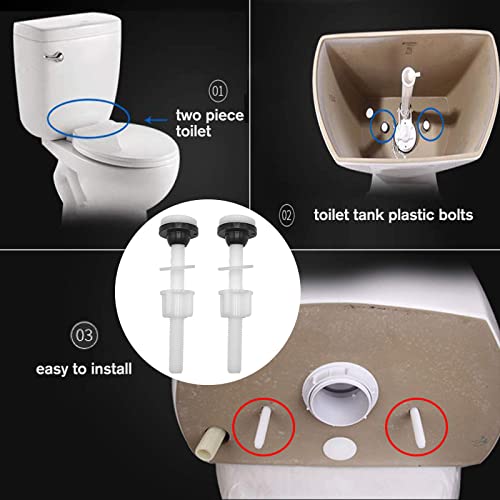 Toilet Tank Plastic Bolts, 4 Pack Tank to Bowl Bathroom Toilet Repair Kits Fitting Screws and Seal Set, Pan Head Bolts Fits Two Piece Toilet(White)