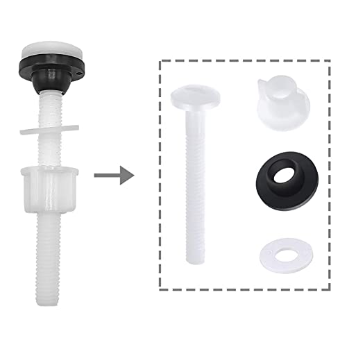 Toilet Tank Plastic Bolts, 4 Pack Tank to Bowl Bathroom Toilet Repair Kits Fitting Screws and Seal Set, Pan Head Bolts Fits Two Piece Toilet(White)