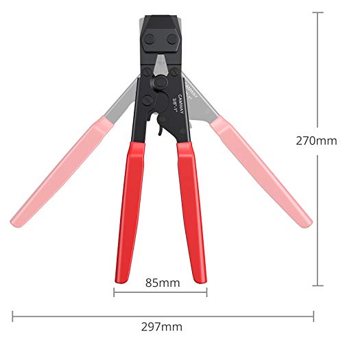 CAMWAY PEX Crimping Cinch Tool & PEX Cutter with 50PCS Ear Hose Clamps 1/2" 3/4" for Fastening Stainless Pipe Clamps from 3/8-Inch to 1-Inch