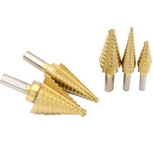 Yangoutool 5PCS Titanium Step Drill Bit Set with Automatic Center Punch,Multiple Hole 50 Sizes Stepped Up Bits,High Speed Steel Drill Bits with Aluminum Case